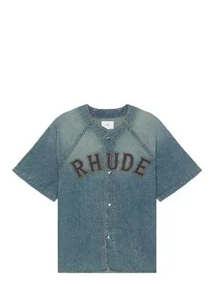 Rhude Baseball Denim Shirt - Blue