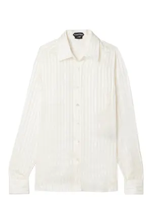 TOM FORD Striped Silk-satin Jacquard Shirt - White