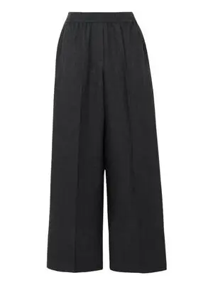 Brunello Cucinelli Pleated Herringbone Linen Wide-leg Pants - Black