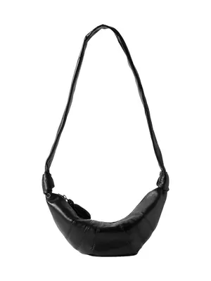 LEMAIRE Croissant Small Paneled Leather Shoulder Bag - Black