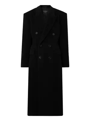 Balenciaga Double-breasted Oversized Cashmere And Wool-blend Coat - Black