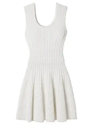 Alaïa Ribbed Stretch-knit Mini Dress - White