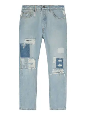 Palm Angels Ripped Straight-leg Jeans - Blue
