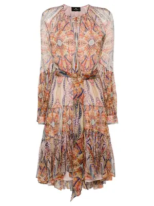 Etro Graphic-print Midi Dress - Neutrals