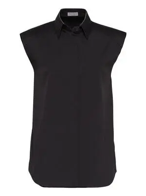 Brunello Cucinelli Monili-trim Sleeveless Shirt - Black