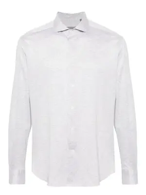 Corneliani Piqué-weave Long-sleeve Shirt - Grey