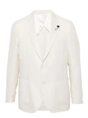 LARDINI Basket-weave Single-breasted Blazer - Neutrals