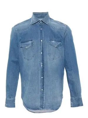SARTORIO NAPOLI Ripped-detailed Panelled Denim Shirt - Blue
