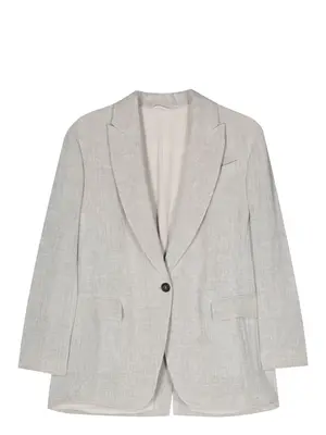 Brunello Cucinelli Intertwined Linen-blend Blazer - Grey