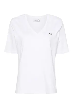 Lacoste Logo-embroidered Cotton T-shirt - White