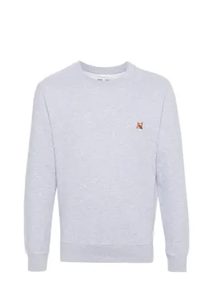 Maison Kitsuné Logo-appliqué Jersey Sweatshirt - Grey