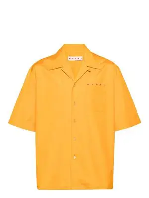 Marni Logo-print Poplin Shirt Orange
