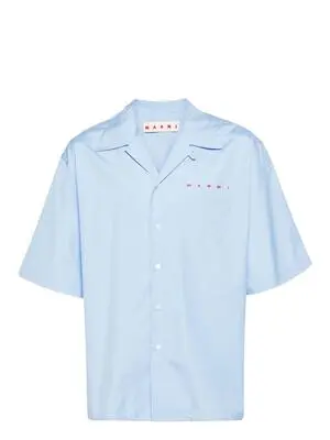 Marni Logo-print Poplin Shirt - Blue