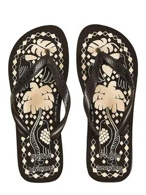 Farm Rio Jungle Scarf Havaianas Sandals - Jungle Scarf Black