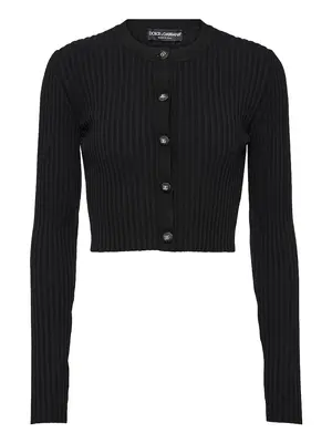 Dolce & Gabbana Ribbed-knit Cropped Cardigan - Black