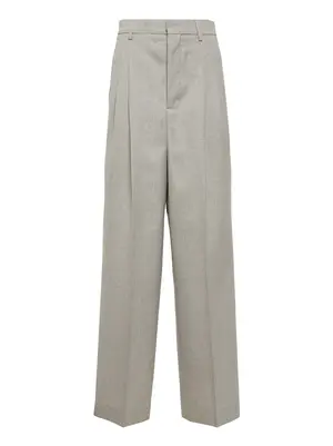Ami High-rise Wide-leg Wool Pants - Grey