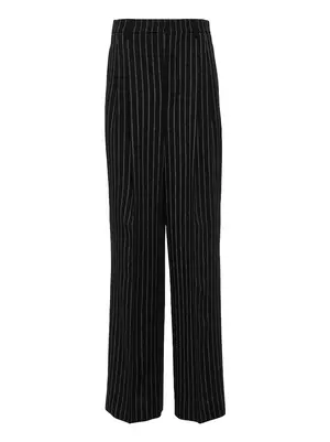 Ami High-rise Wide-leg Wool Pants - Black