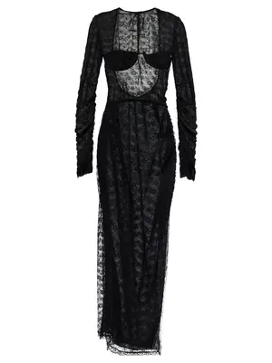 wedding dress with lace collar Gorgeous High Collar Long Sleeves A-Line Lace Wedding Dresses with Chapel Train main image 1
