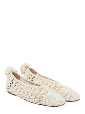 Magda Butrym Floral-appliqué Crochet Ballet Flats - White