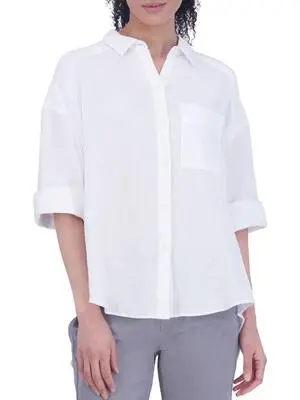 Foxcroft Joanna Cotton Gauze Button-up Shirt - White