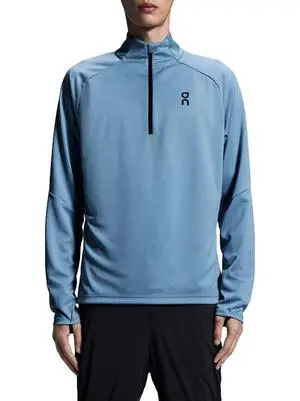 On Climate Knit Quarter Zip Running Top Chambray
