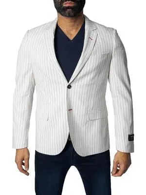 MACEOO Striped Sport Coat - White