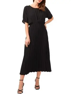 Halogen Pleated Midi Dress - Rich Black