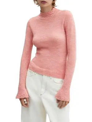 MANGO MANGO Mock Neck Flared Cuff Sweater