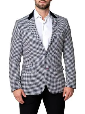 MACEOO Socrate Evo Glitz Houndstooth Sport Coat - Blue