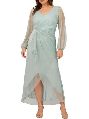 Adrianna Papell Metallic High-low Cocktail Dress - Mint Smoke