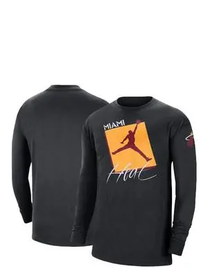 JORDAN BRAND Miami Heat Courtside Max 90 Vintage Wash Statement Edition Long Sleeve T-shirt - Black