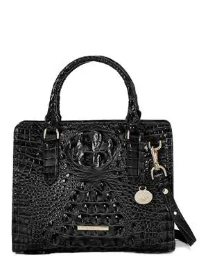 Brahmin Cami Croc Embossed Satchel - Black