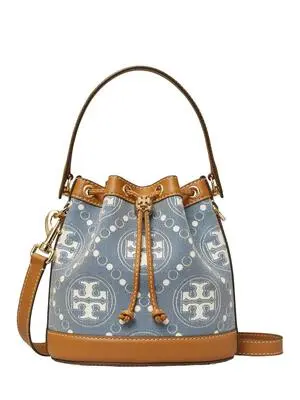 TORY BURCH Tory Burch T Monogram Denim Bucket Bag