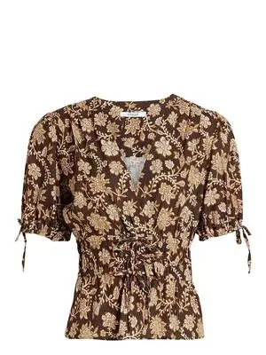 Derek Lam 10 Crosby Rhea Wrap-effect Printed Top - Chocolate