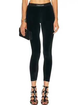 TOM FORD Velour Signature Legging In Navy - Midnight Blue