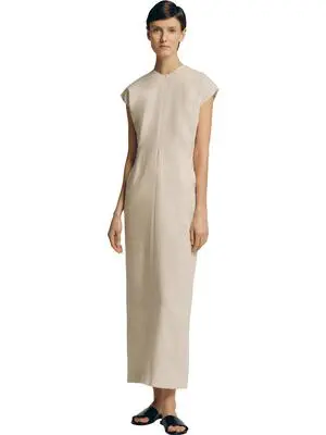 SEV Linen-blend Midi Dress - Neutral