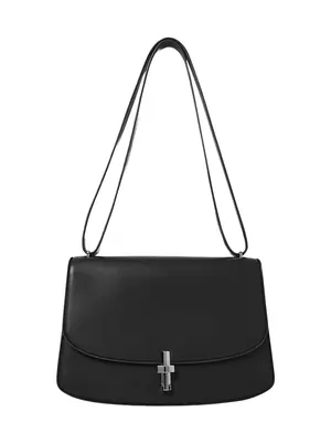 THE ROW Sofia 10 Leather Shoulder Bag Black