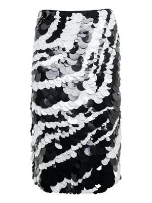 DES_PHEMMES Paillette-sequined Midi Skirt - Black,white
