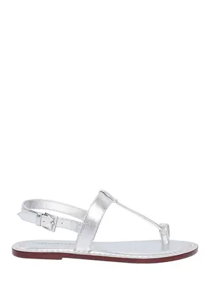 Bernardo Maverick 2 Metallic Leather Toe Ring Sandals Silver