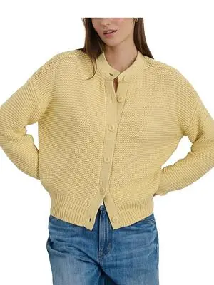 ALEX MILL Nico Crewneck Cotton Cardigan - Butter