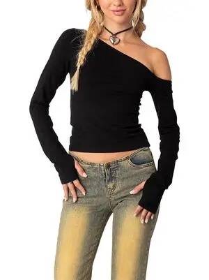 EDIKTED Swan Asymmetric Top - Black