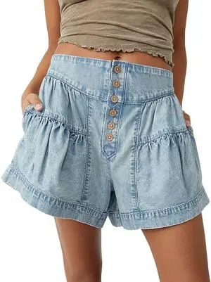Free People Fleur Denim Shorts - Belle Blue