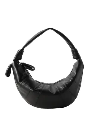 LEMAIRE Fortune Croissant Knotted Leather Shoulder Bag - Black