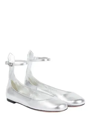 VALENTINO Valentino Garavani Tan-Go Metallic Leather Ballet Flats