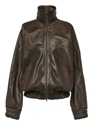 Acne Studios Letty Leather Bomber Jacket - Brown