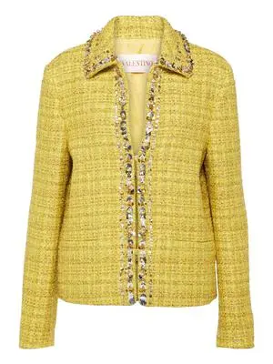 Valentino Garavani Embellished Tweed Jacket - Yellow