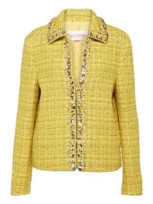 Valentino Garavani Embellished Tweed Jacket - Yellow
