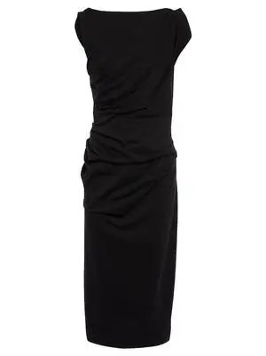 DRIES VAN NOTEN Gathered Cotton Jersey Midi Dress