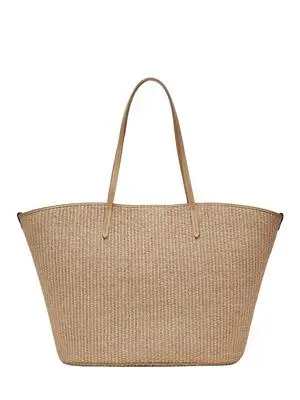 Brunello Cucinelli Woven Tote Bag With Monili Chain Detail - Brown