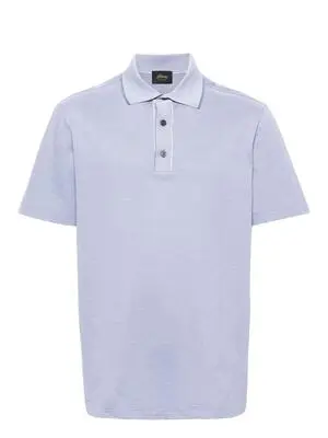 Brioni Piqué Cotton Polo Shirt - Blue